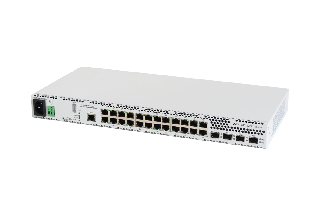 MES2300B-24 | Коммутатор Eltex 24 порта 1G, 4 порта 10G (SFP+), АКБ разъёмы — Купить с гарантией ...